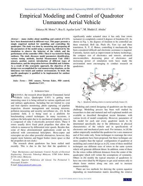 Pdf Empirical Modeling And Control Of Quadrotor Unmanned Aerial Vehicle