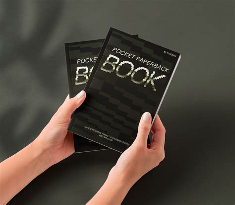 Hands Holding Pocket Psd Paperback Book Mockup Pixeden Club