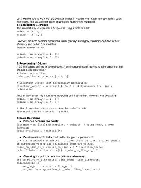 Three Dimensional Points And Lines In Python Pdf Computer Programming Applied Mathematics