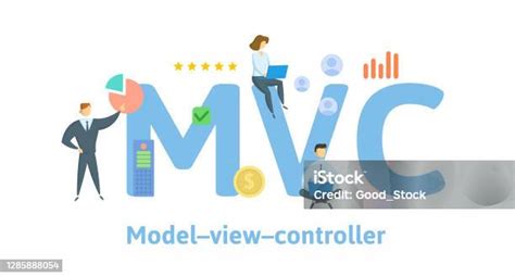 Mvc 모델 뷰 컨트롤러 키워드 사람 및 아이콘이 있는 개념입니다 플랫 벡터 그림입니다 흰색으로 격리됩니다 금융에 대한 스톡