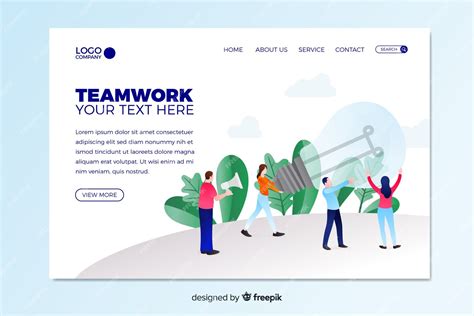 캐릭터가있는 팀워크 랜딩 페이지 무료 벡터