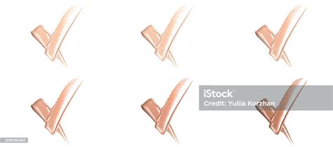 흰색 배경에 기초의 그늘 리퀴드 파운데이션 메이크업 제품 질감의 다양한 톤의 클로즈업 0명에 대한 스톡 사진 및 기타 이미지 0명 그림자 메이크업 화장품 Istock