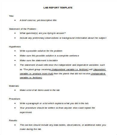 Lab Report Template Word