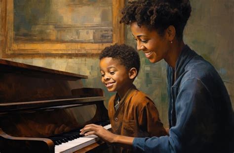 Madre E Hijo Tocando El Piano Foto Premium