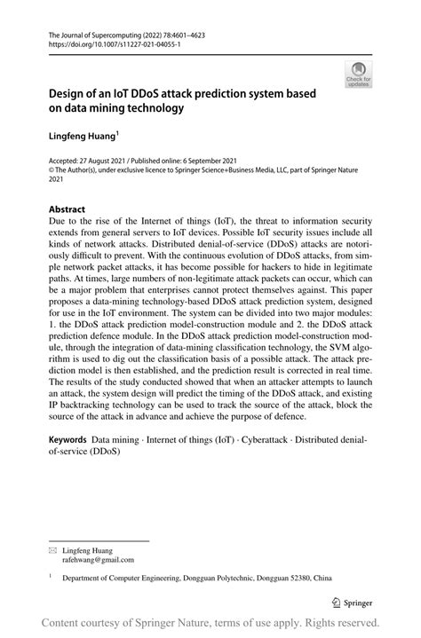 Design Of An Iot Ddos Attack Prediction System Based On Data Mining