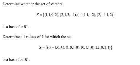 solved determine whether the set of vectors is a basis for