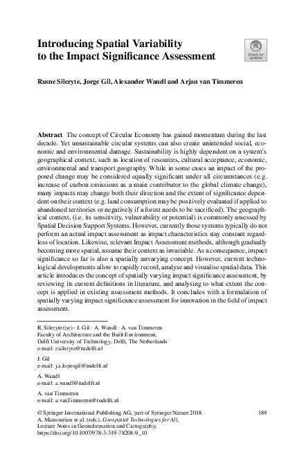 Pdf Introducing Spatial Variability To The Impact Significance Assessment