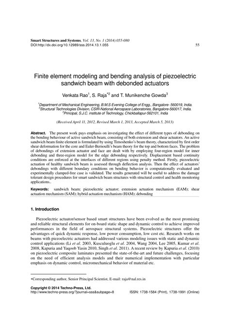 Pdf Finite Element Modeling And Bending Analysis Of Piezoelectric Sandwich Beam With Debonded