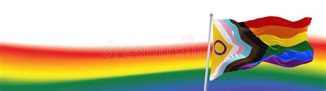 Lgbtq Progress Pride With Intersex Inclusion Flag Waving At Colorful
