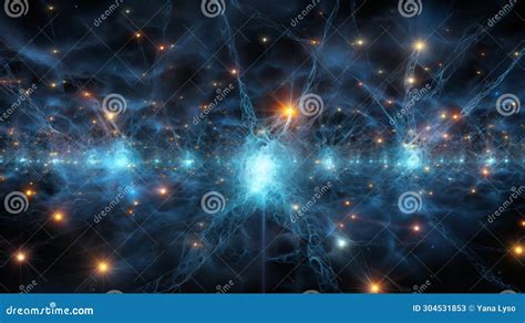 Abstract Neural Network With Glowing Nodes Bright Connections