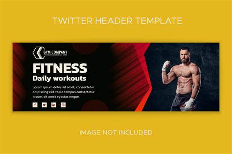 Gym Workout Twitter Header Template Graphic By Ju Design · Creative Fabrica