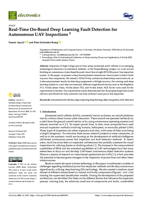 Pdf Real Time On Board Deep Learning Fault Detection For Autonomous Uav Inspections
