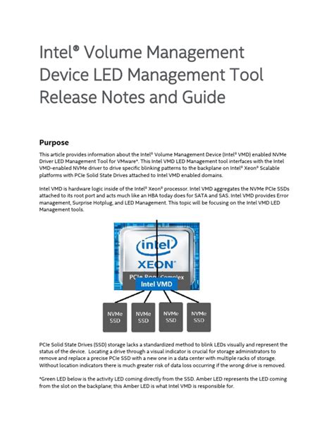 Intel® Volume Management Device Led Management Tool Release Notes And Guide Pdf Solid State