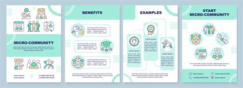 Micro Community Green Brochure Template Social Connection Leaflet Design With Linear Icons