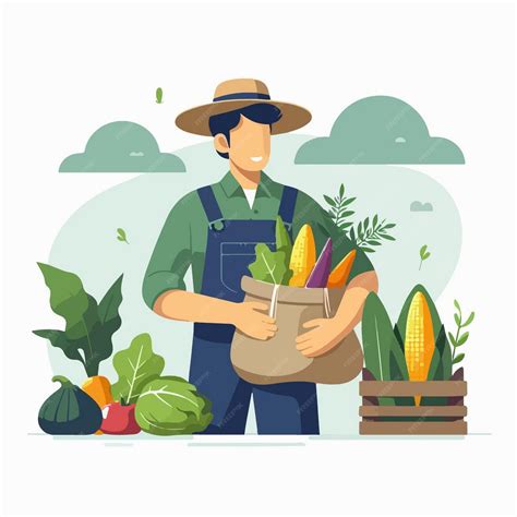 농부 캐릭터 일러스트레이션 프리미엄 벡터