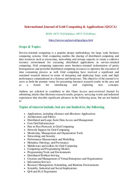 international journal of grid computing and applications ijgca pdf