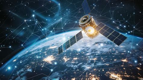 Telecom Communication Satellite Orbiting Around The Globe Earth With