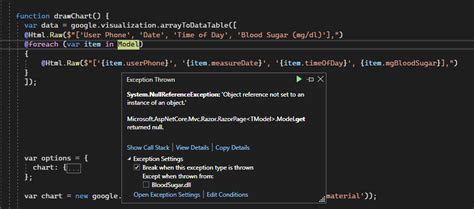Mvc Chart Model Nullreferenceexception C