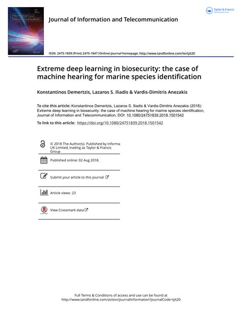 Pdf Intelligent Methods To Biosecurity A Deep Extreme Learning Machine Framework To Marine