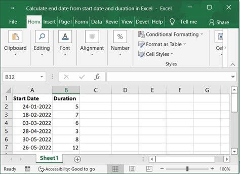 How To Calculate End Date From Start Date And Duration In Excel