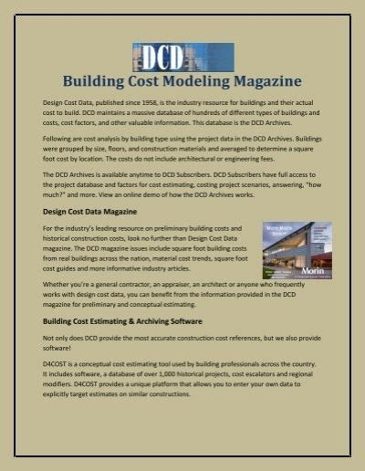 Building Cost Modeling Magazine