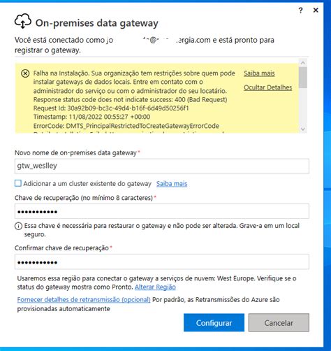 Problem To Configure On Premise Gateway Microsoft Qanda
