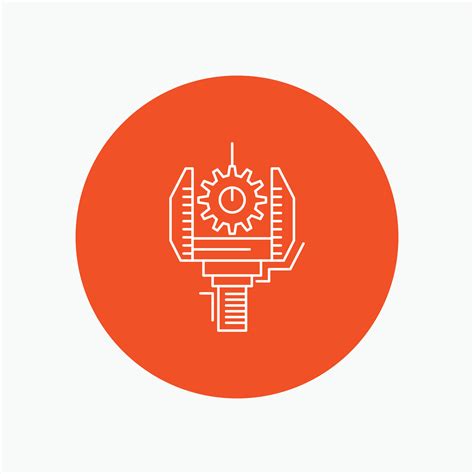 Automation Industry Machine Production Robotics White Line Icon In Circle Background Vector