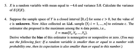 Solved 3 X Is A Random Variable With Mean Equal To 46 And