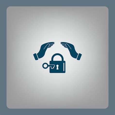 Premium Vector Lock And Key On Hand Protection Symbol Vector Illustration On A Gray Background