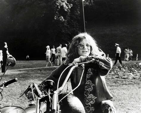 Janis Joplin 8x10 Photo Classic Image On Motorbike Hippy Clothes