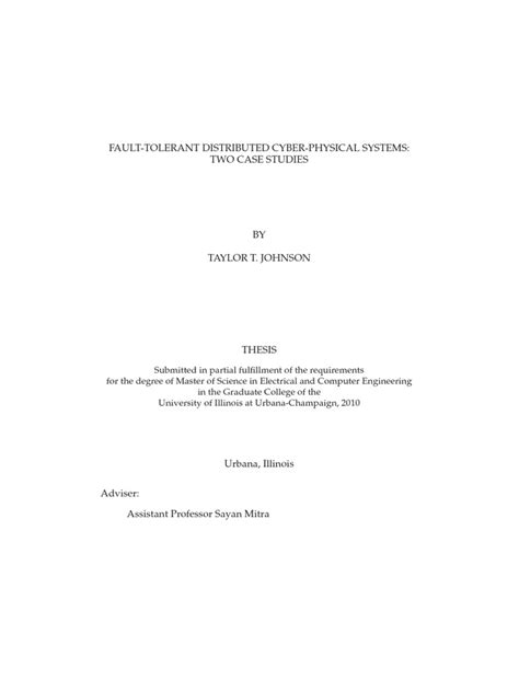 Fault Tolerant Thesis Pdf Fault Tolerance System