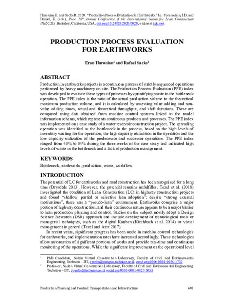 Pdf Production Process Evaluation For Earthworks