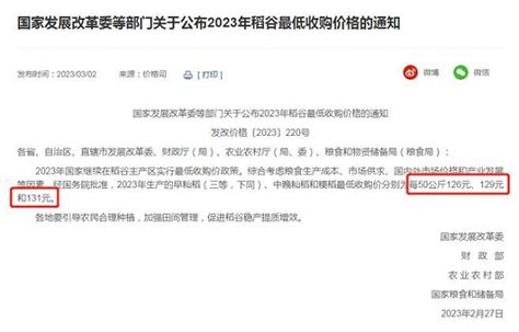 2023年稻谷国家最低保护价格多少钱一斤？ 惠农网