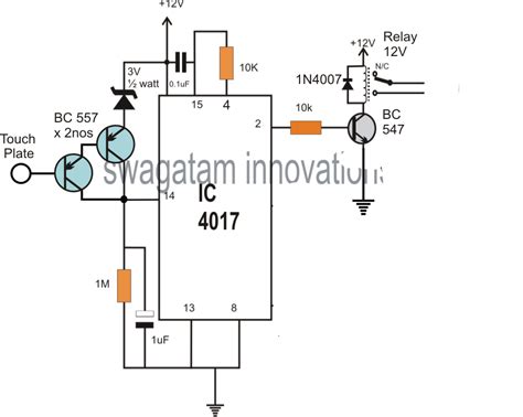 Simple Touch Switch Circuit Using Ic 4017 Artofit