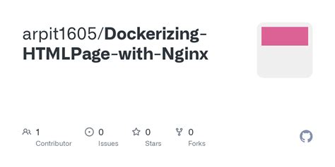 Github Arpit1605dockerizing Htmlpage With Nginx