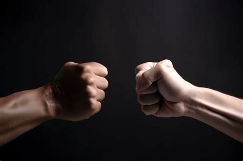 Premium Photo Two Male Fists Hitting Each Other
