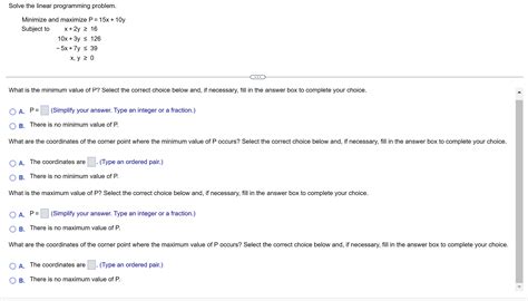 Solved Solve The Linear Programming Problem Minimize And
