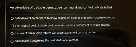 An Advantage Of Tradable Permits Over Command And