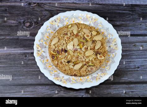 Confectionery Sweet Circular Eastern Candy Made Of Sugar Sesame Nuts Hazelnuts Almonds And
