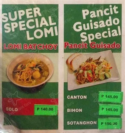 Menu At Teds Old Timer Lapaz Batchoy Restaurant Parañaque