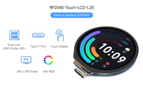 Waveshare Rp2040 Microcontroller Development Board With 1 28inch Round Touch Lcd
