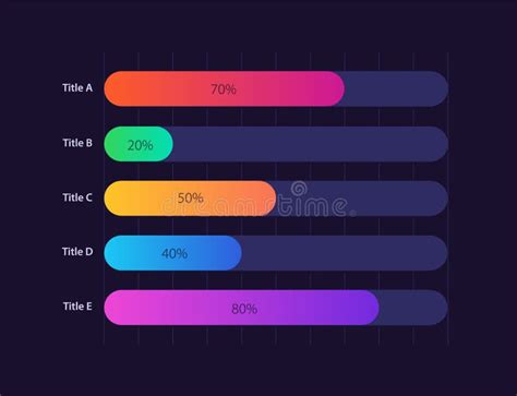 Rectangular Percentage Infographic Chart Design Template For Dark Theme