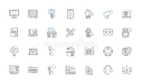 Electronics Manufacturing Line Icons Collection Assembly Circuitry