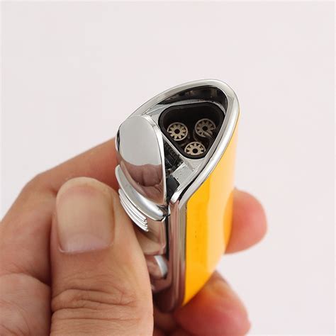 Метална ветроустойчива джобна запалка 3 запалки със син пламък за пури с перфоратор Резачка за