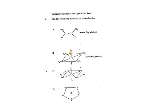 C 310 Molecular Symmetry Group Theory Lecture Outlines