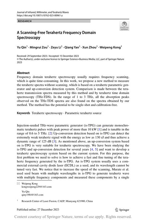 A Scanning Free Terahertz Frequency Domain Spectroscopy