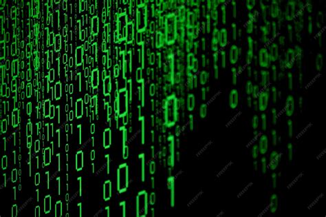 Premium Photo Green Binary Code Digits On Black Background