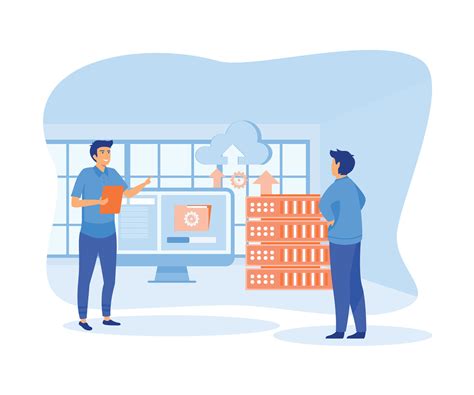 Cloud Computing Data Center Big Data Flow Processing Concept Cloud Database Flat Vector