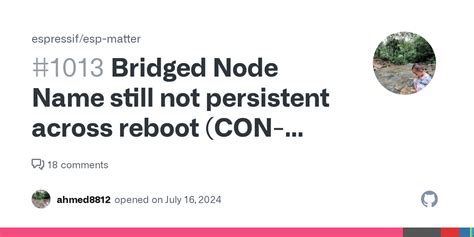 Bridged Node Name Still Not Persistent Across Reboot Con 1259 · Issue 1013 · Espressifesp