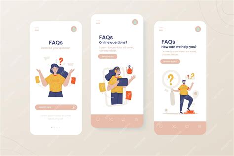 Premium Vector Faq Page Help Center Illustration On Onboard Mobile Ui Screen Template